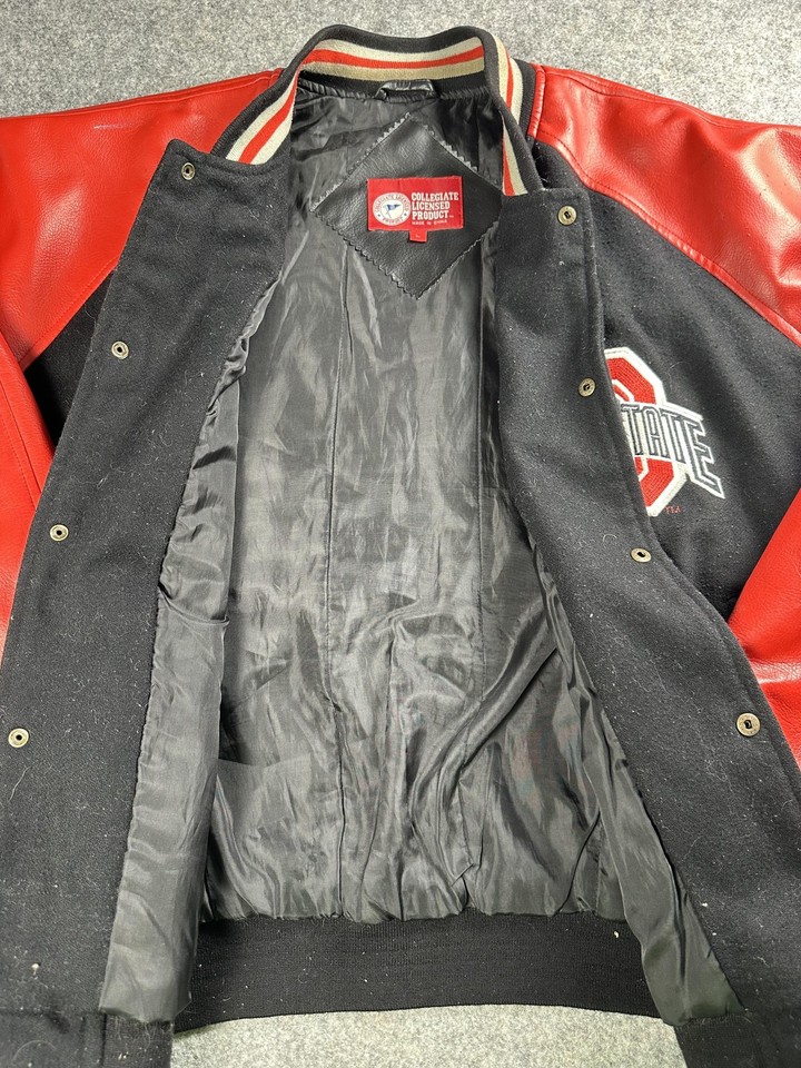 Ohio State Varsity Jacket Mens Large Leather Collegiate Buckeyes ...