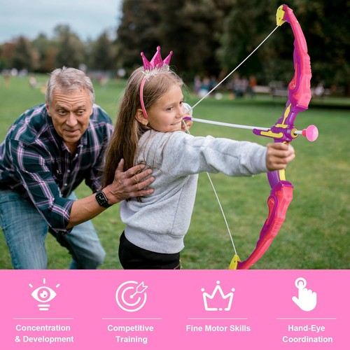 Bow and Arrow for Kids, LED Light Up Archery Set with Princess Cape and ...