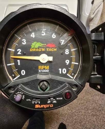 Sunpro Drag'n Tach Tachometer 4 6 8 Cylinders Vintage Working | eBay