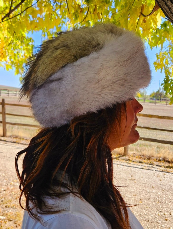 REAL Blue Fox and Coyote Fur Women's Russian Hat Cashmere lined Fashion Unique | eBay