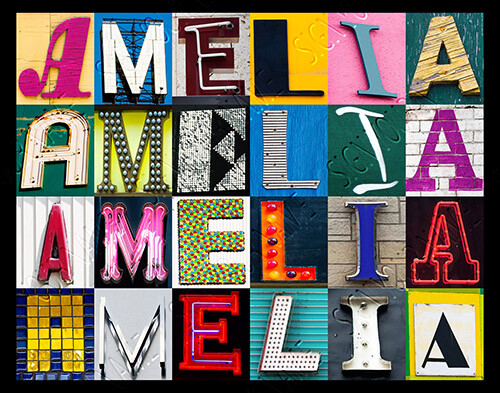AMELIA Name Poster featuring photos of actual sign letters | eBay