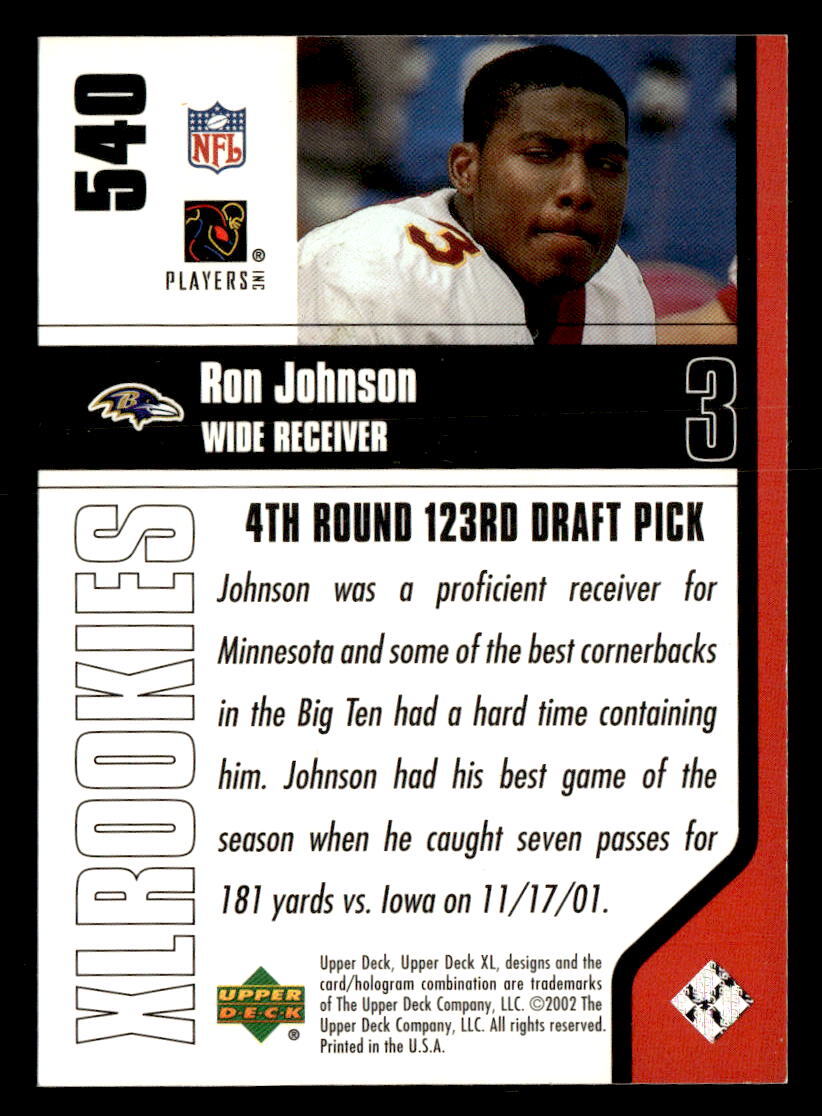 2002 Upper Deck XL - #540 Ron Johnson (RC) for sale online | eBay