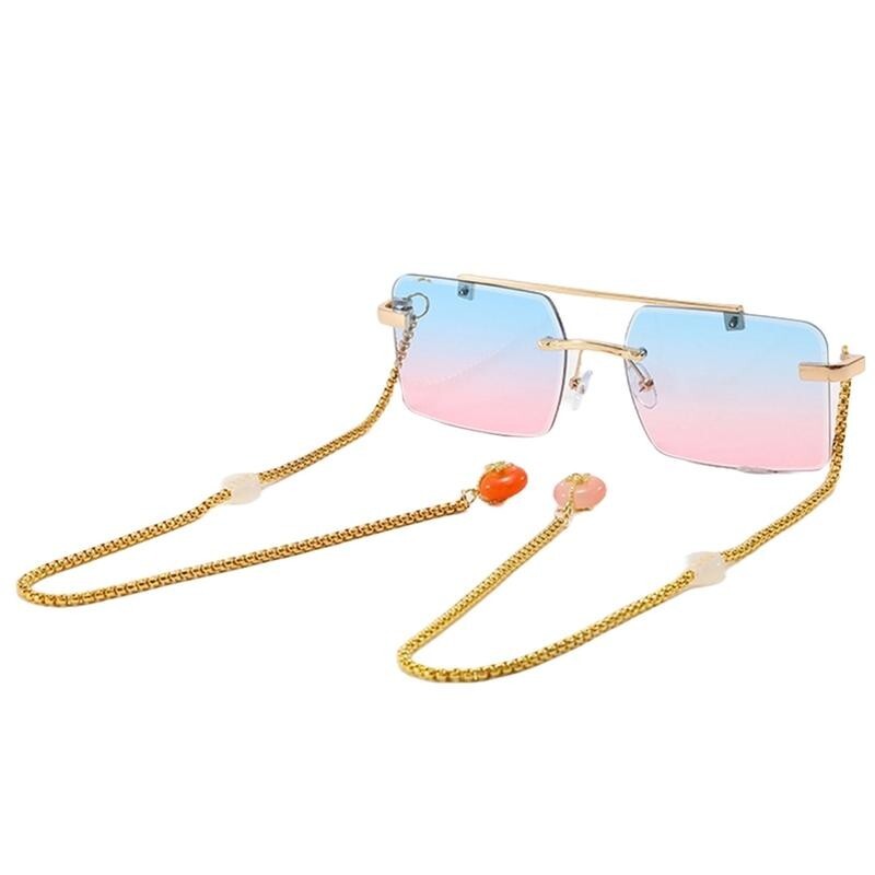 Loom&Pearl Armless Chain Temple Sunglasses Non-Slip Holds on Ears with ...