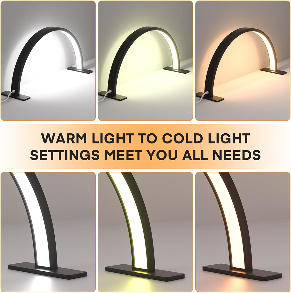 GHWMYD Half Moon Light for Nail Desk, Lash Light Led Nail Tech Lamp ...