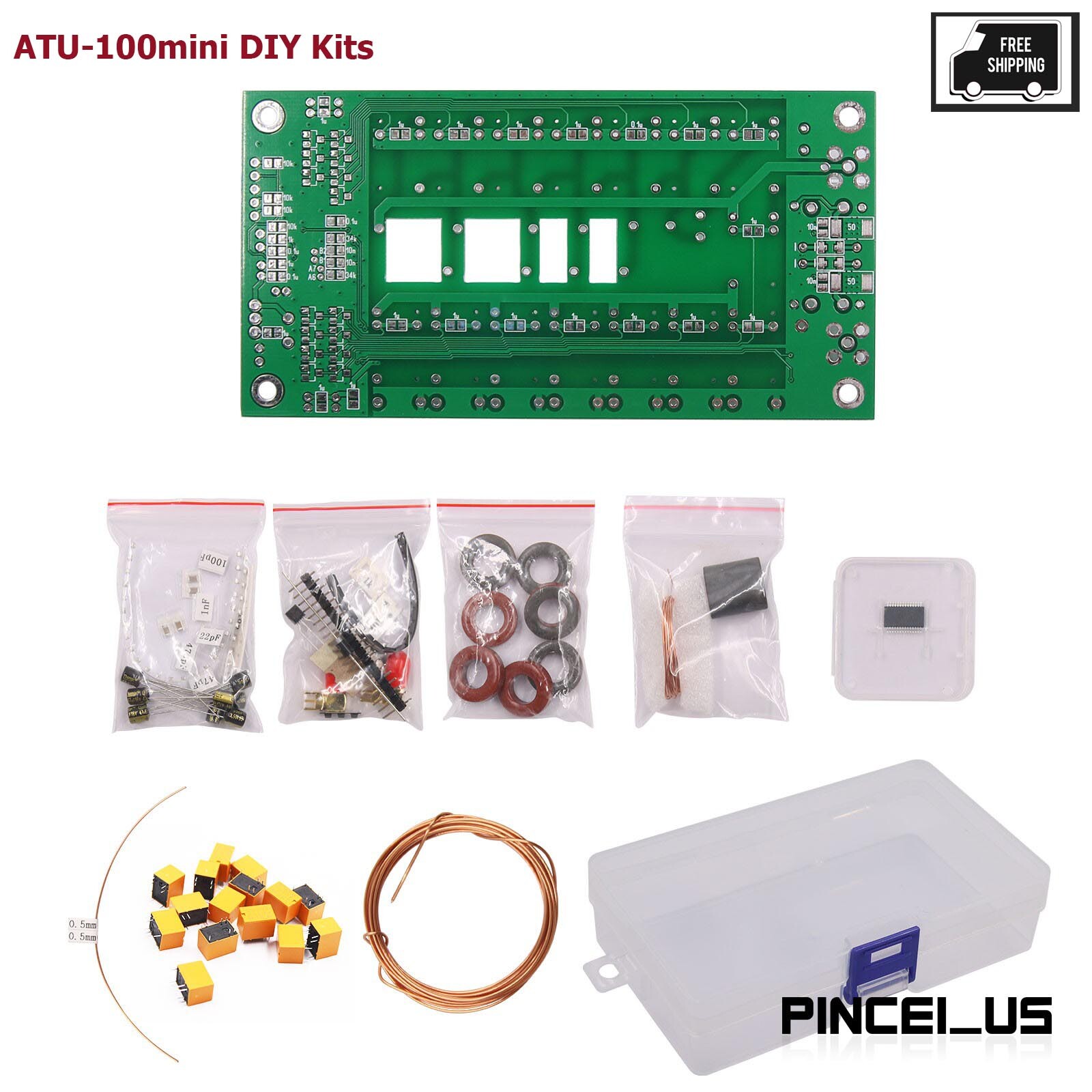 ATU-100mini Automatic Antenna Tuner DIY Kits 1.8-50MHz by N7DDC 7x7 for ...