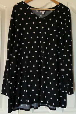 LulaRoe Elizabeth BLACK WHITE DOTS LS Shirt LIGHTWEIGHT SWEATER 2XL EUC ...