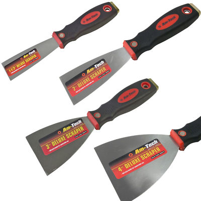 Amtech Paint Scraper with 1.5,2,3,4 Tempered Spring Steel Blade & Soft ...