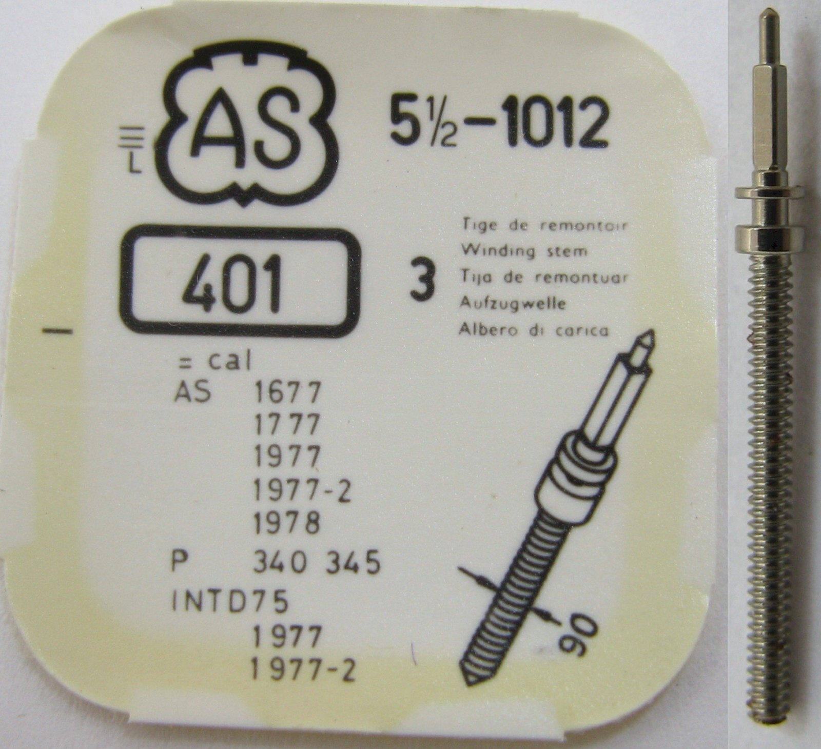 AS 1012 1677 1777 1977 1978 ... watch parts winding stem #401 Tap 10 | eBay