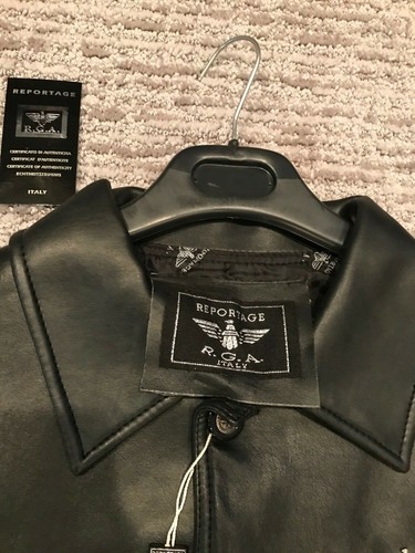 NWT REPORTAGE RGA ITALY Men's Faux Leather Car Coat Black Size X-Large ...