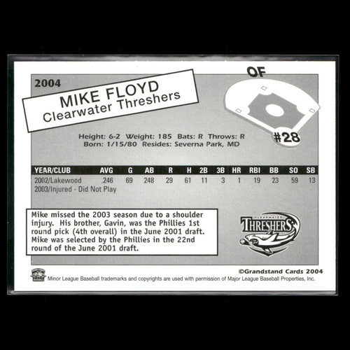 Mike Floyd 2004 Clearwater Threshers Team Set Baseball Card MLB NM | eBay