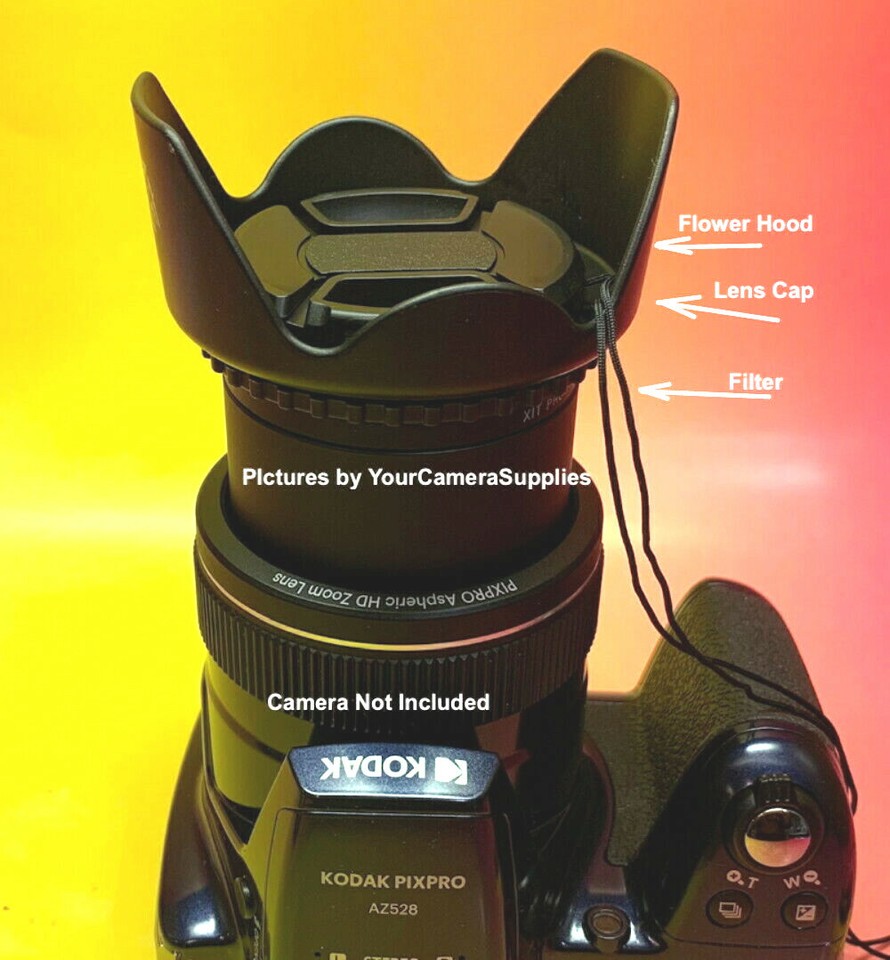 FILTER KIT+FLOWER HOOD+LENS CAP for CAMERA KODAK PIXPRO AZ528 AZ 528 | eBay