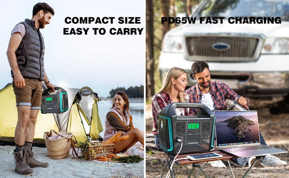 SWAREY Portable Power Station 1000W 725.76Wh Solar Power Generator ...