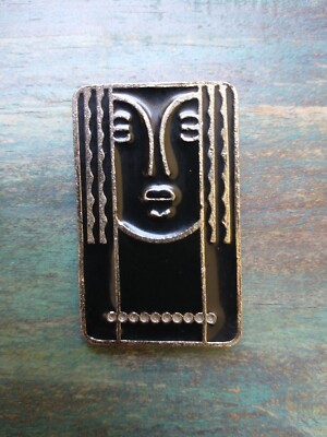 Vintage 1975 Pewter Charles Of the Ritz Black Enamel Brooch/Pin/Pendant ...