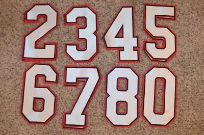 WHITE-BLACK-RED Hockey Jersey BACK ONLY 13" Tackle Twill Number Set Kit ...