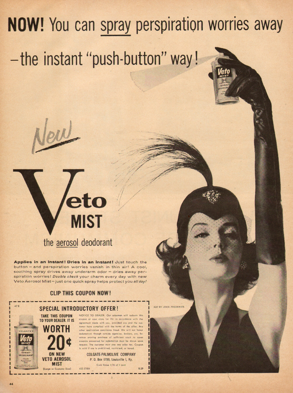 1950s vintage AD VETO Mist aerosol deoderant New Spray Can! 081015 | eBay