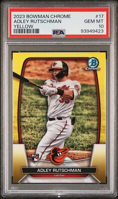 2023 Bowman Chrome Adley Rutschman #17 Rookie Card Yellow Refractor 30/ ...