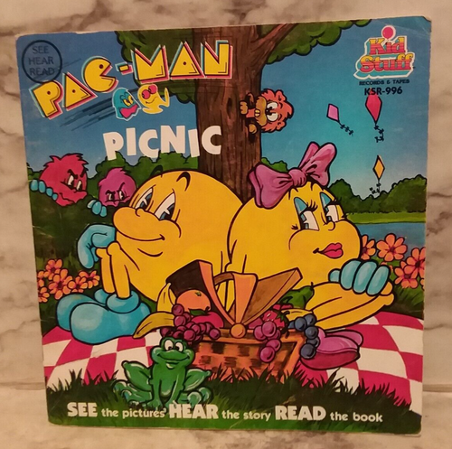 Vntg 1980s PAC-MAN PICNIC Vinyl Record 45 rpm w/ Coloring Book Sleeve ...