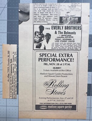 The Rolling Stones Original Concert Ad MSG NYC November 1969- $200 OBO ...