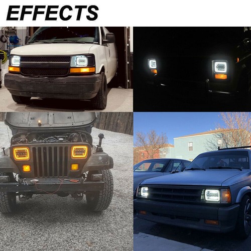 Pair For Chevy Express Cargo Van 1500 2500 3500 7x6 5x7 LED Headlights ...