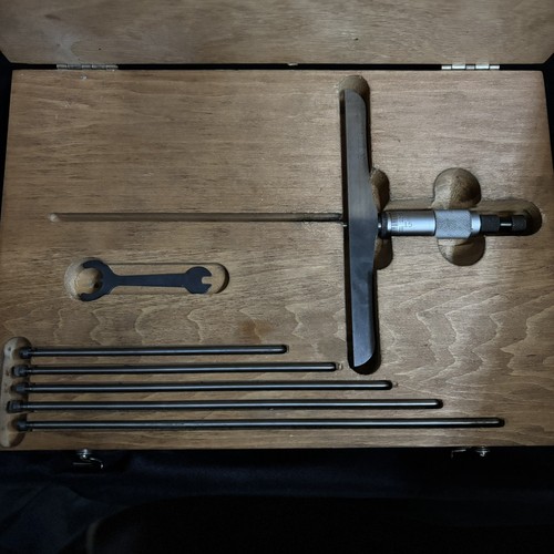 STARRETT No. 445 BLADE DEPTH MICROMETER MACHINIST TOOL SET/WOOD BOX | eBay