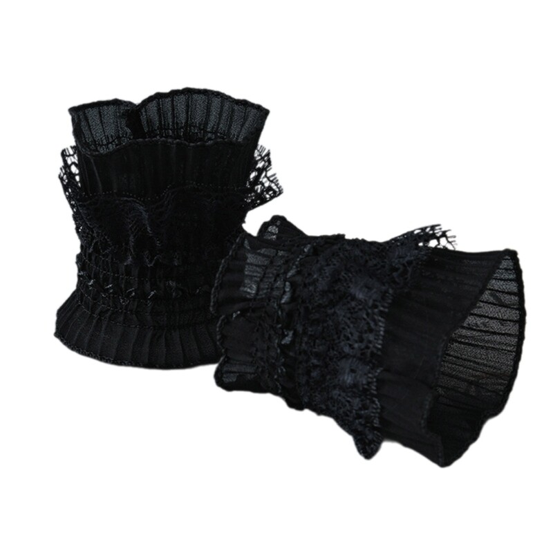Cosplay Maid Layered Decorative Wrist Cuffs Detachable Elastic Cuffs ...