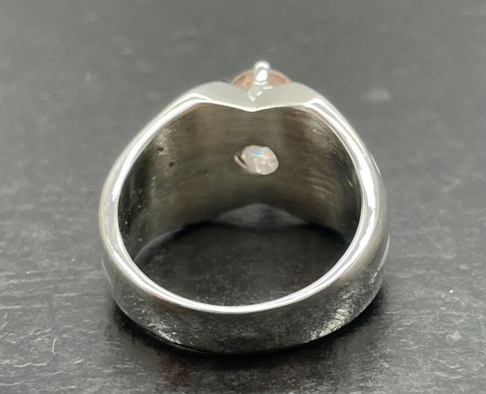 1.6 CT PINK MORGANITE .925 STERLING SILVER MENS SOLID BACK RING SZ 8.25 ...