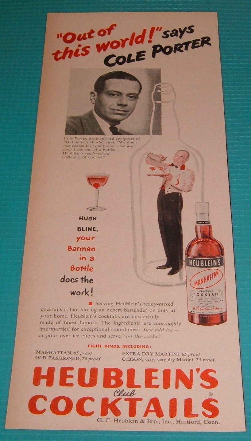 1951 PRINT AD ~ HEUBLEIN'S CLUB COCKTAILS MUSIC COMPOSER COLE PORTER | eBay