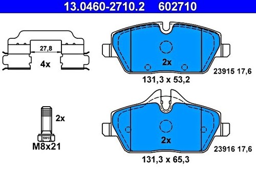 ATE Disc Brake Pad Set For MINI BMW Clubman Clubvan Roadster R55 D ...