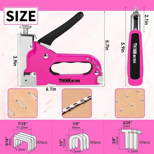 JZH7-THINKWORK Pink Staple Gun Tool Set, 25 Piece Lady's Home Tool Kit With 3-I | eBay