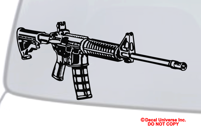 AR-15 Vinyl Decal Sticker Car Window Wall Bumper Gun Ammo Assault Rifle ...