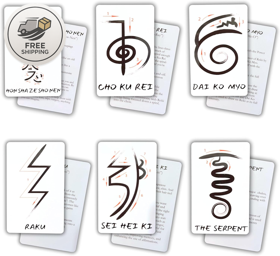 Reiki Symbol Guide Flip Book Laminated 3X4.5” Inches Cards | Step by ...