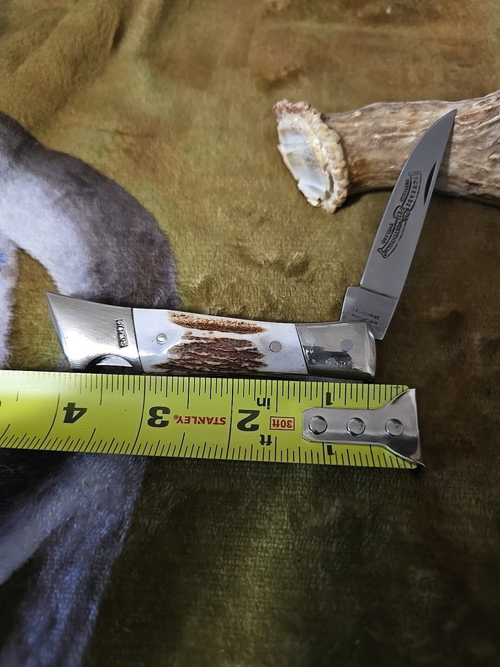 VINTAGE Schrade IXL Wostenholm Lockback Knife Stag Handles HUNTER ...