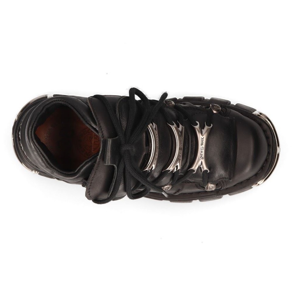 M106-s1 - New Rock Tower Unisex Metallic Black Natural Leather Biker ...