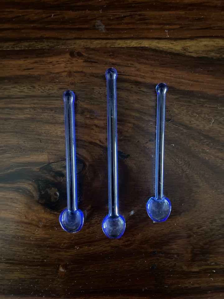 Revere Art Deco Cobalt Blue Glass Condiment Set with Chrome Tray ...