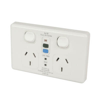 Powertech Rcd Protected Double Gpo Mains Socket 10A Electric Shock ...