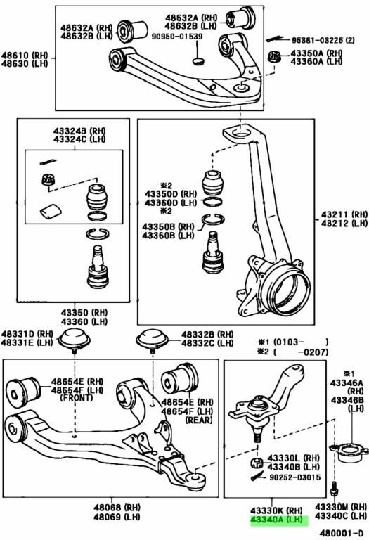 OEM Toyota 4RUNNER Front LH Lower Ball Joint 43340-39465 Left Genuine ...