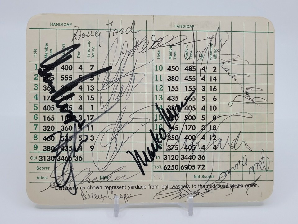 PGA MASTERS GREATS SCORECARD AUTOGRAPHED SIGNED x30 GUARANTEED REAL SEE ...