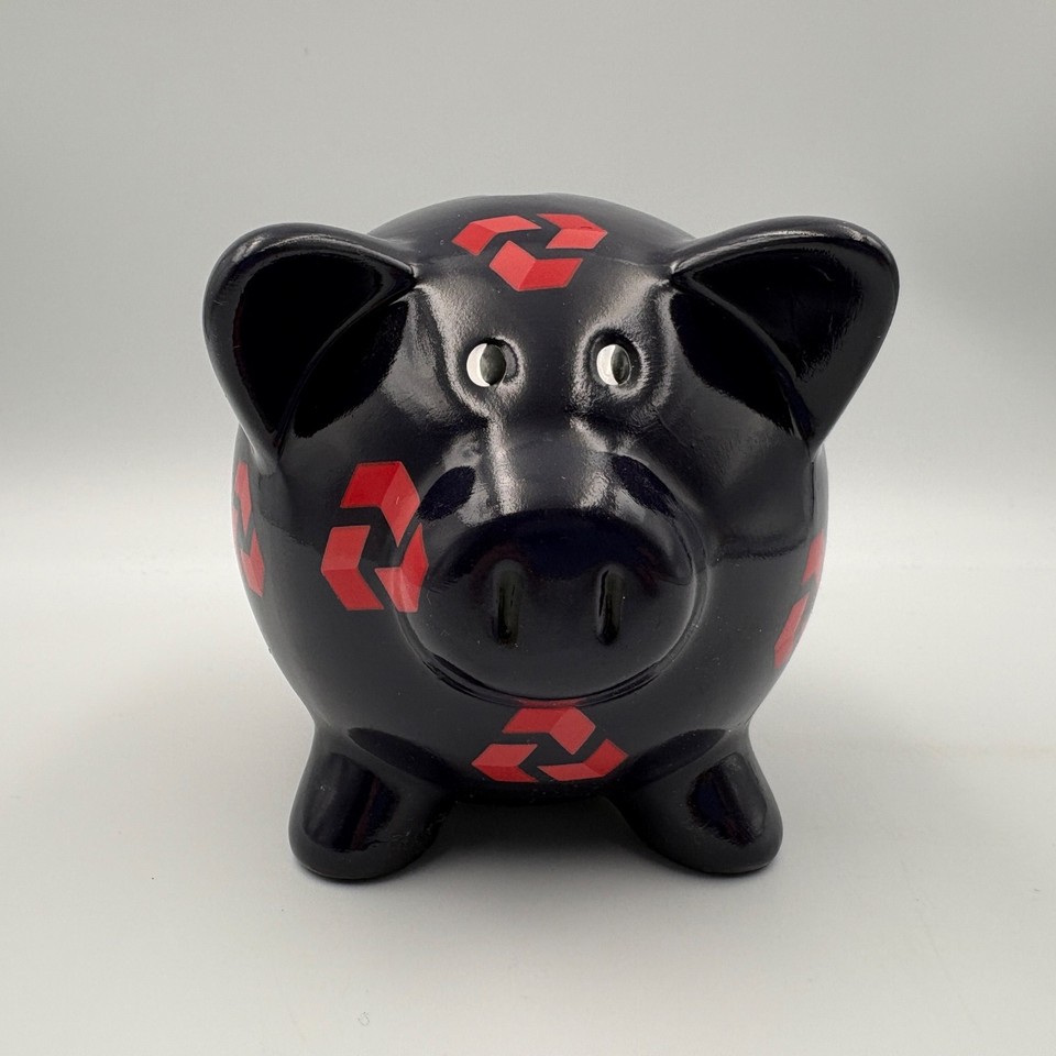 Natwest Piggy Bank Navy with Red Logo Pig Collectible Ceramic Money Box ...