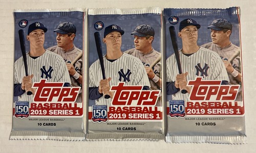 2019 TOPPS Baseball Series 1 (3 PACK LOT) 10 Card Packs Sealed Bulk ...