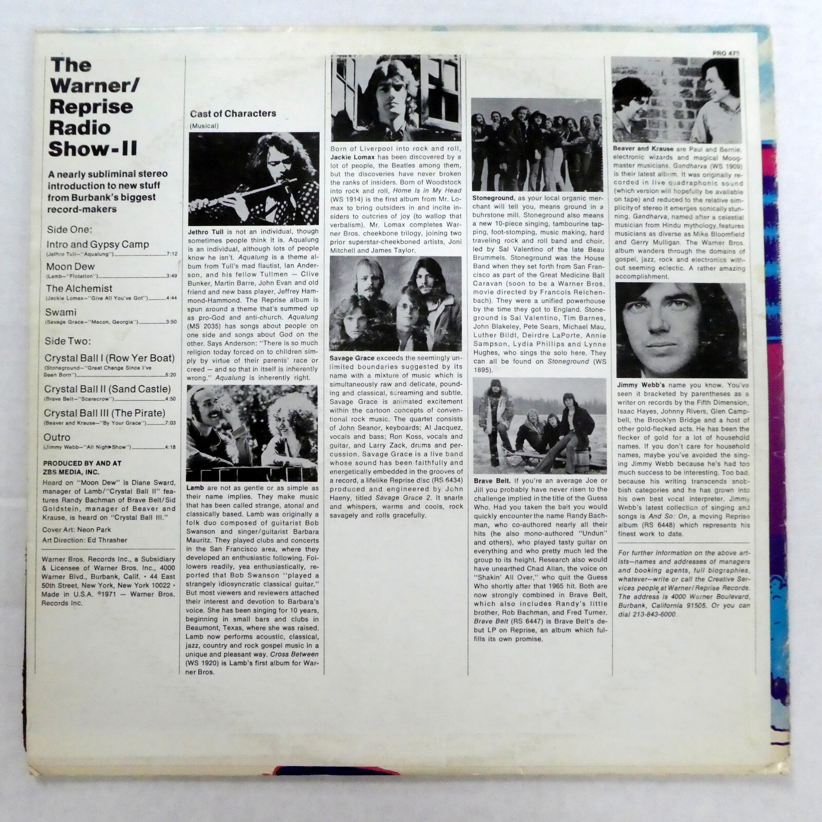 The WARNER REPRISE Radio Show LP 1971 Jethro tull, Brave Belt ...