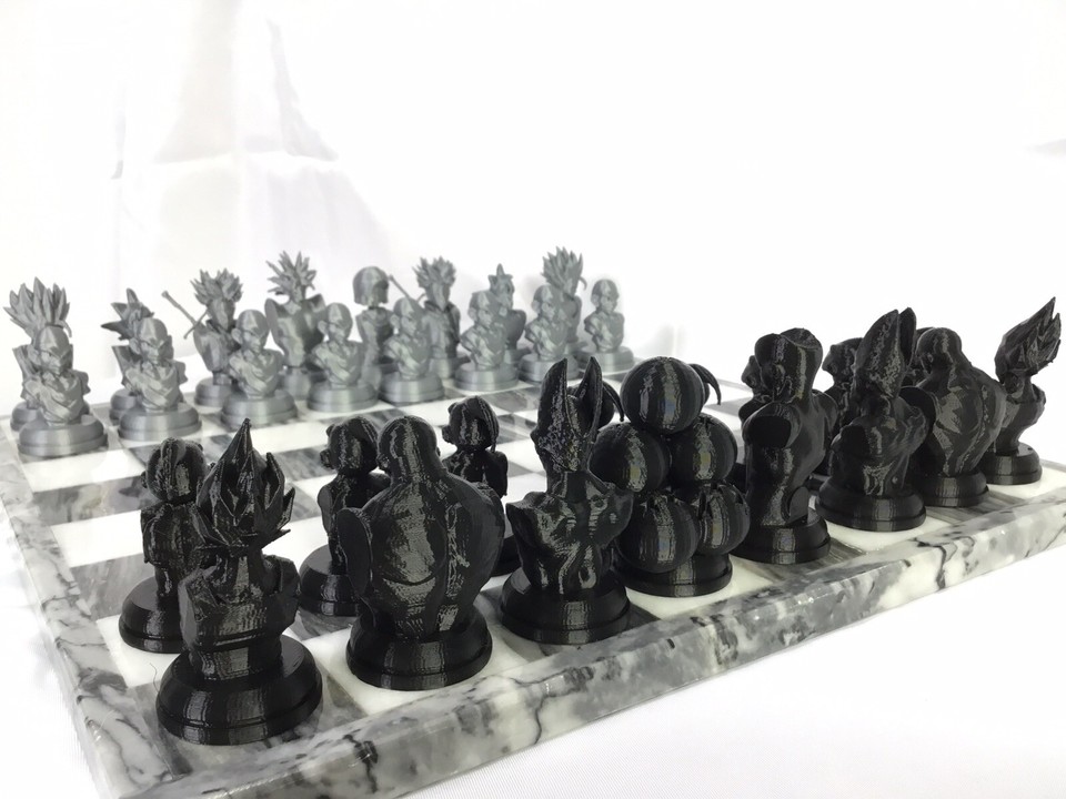 Dragon Ball Z FAN ART Chess Set Goku, Broly, Vegeta Gohan Krillin ...