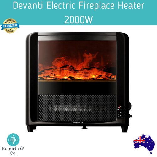 Devanti Electric Fireplace Heater 2000W Electric Heater Radiant Heater ...