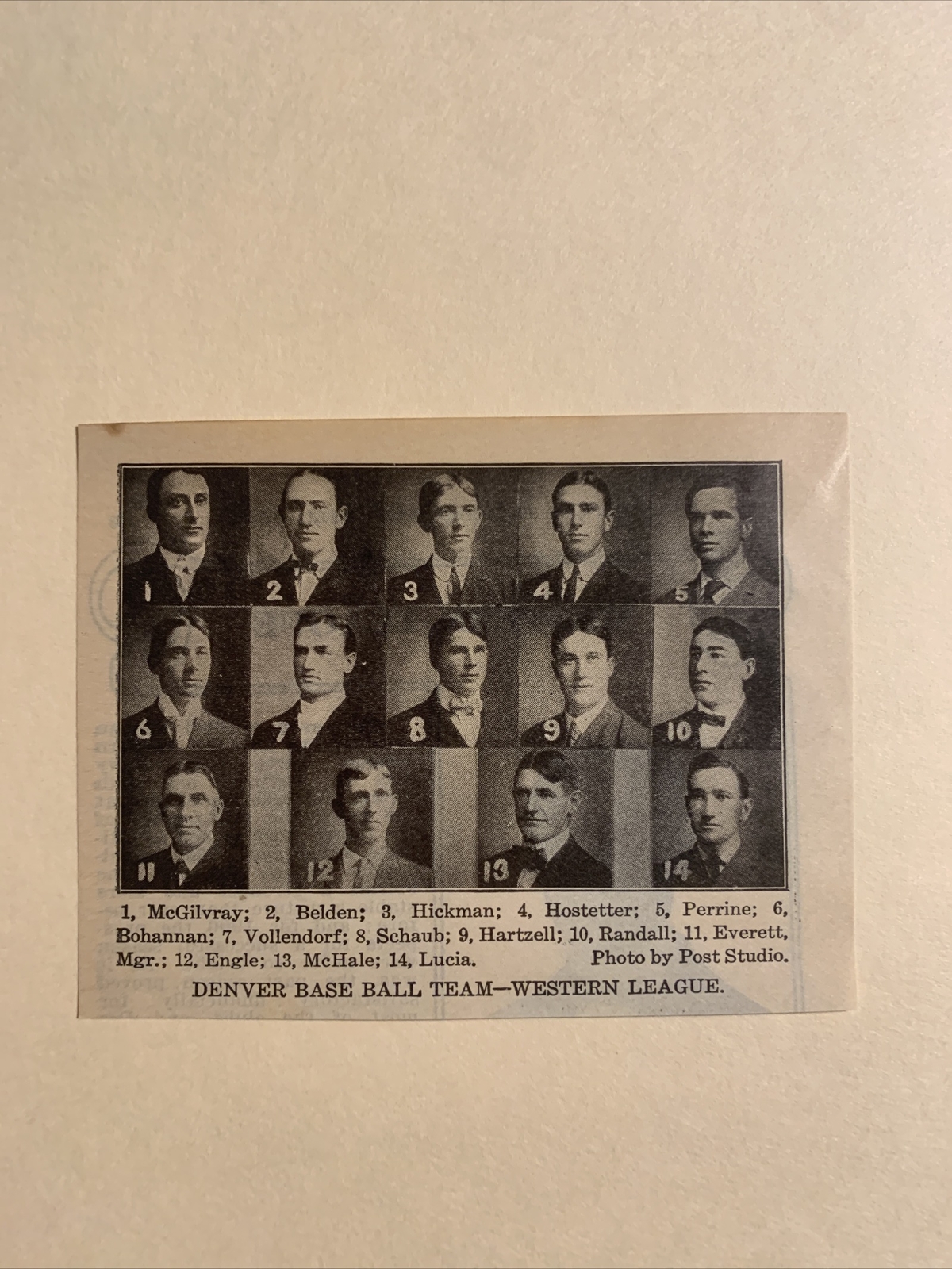 Denver Grizzlies Roy Hartzell Bill Everitt Ira Belden 1905 Baseball ...