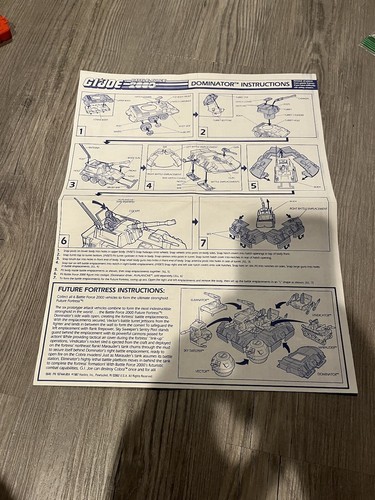 Vintage 1987 G.I. Joe Battle Force 2000 Dominator Instructions ...