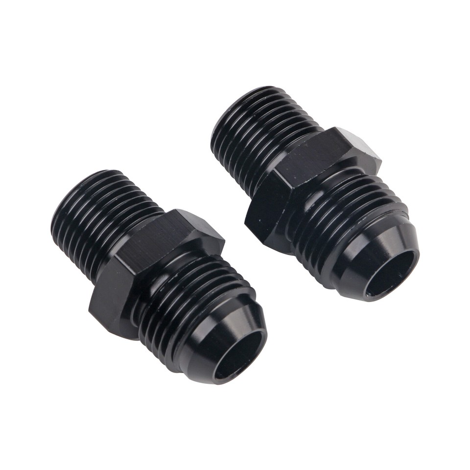 Black 8AN to 3/8 NPT Adapter Straight Pipe Thread to 8 AN Flare Fitting ...