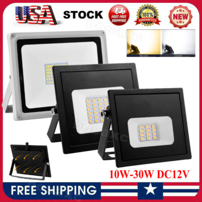 LED Flood Light 12V 10W 20W 30W Spotlight Security Yard Garden Outdoor ...