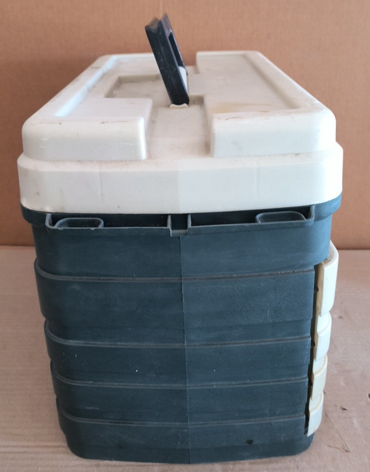 PLANO 758 Plano Four Drawer Green Tan Tackle Box full of tackle ...