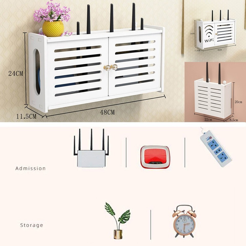 Wifi Router Rack Shelf Storage Wall Mounted Wireless Bracket Home Decor ...