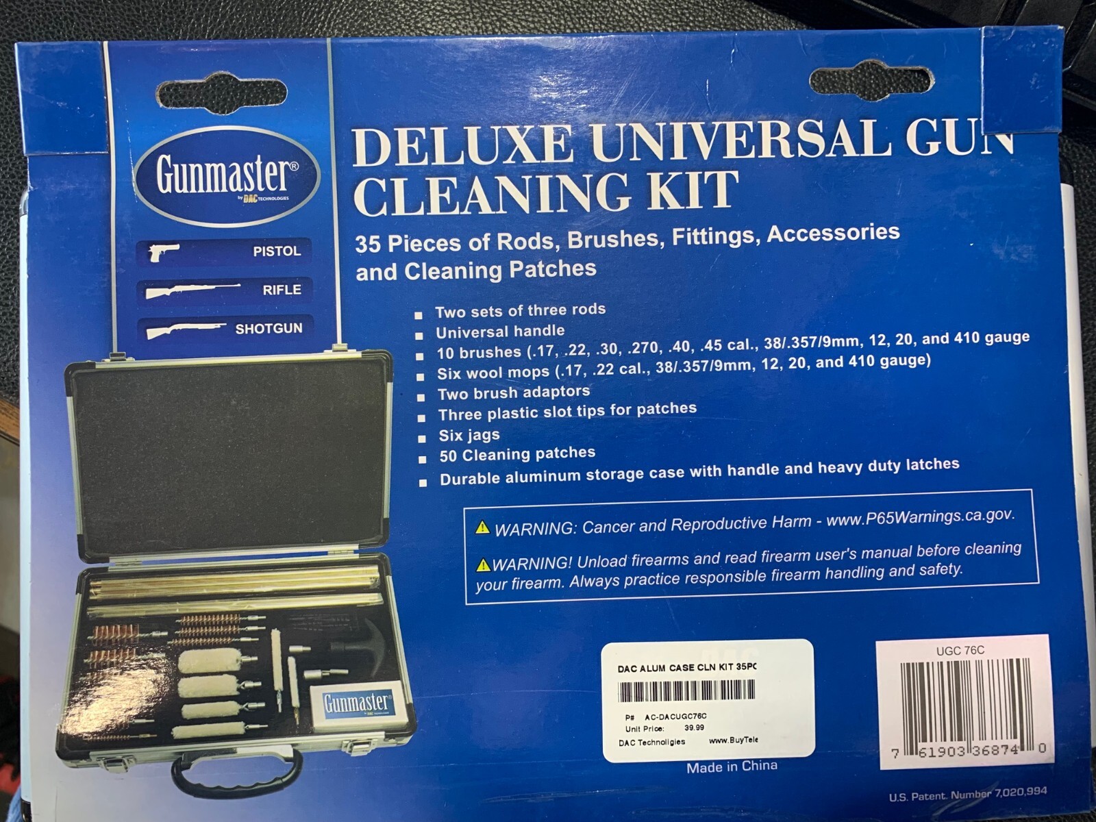Gunmaster UGC76C 35 PC Deluxe Universal Gun Cleaning Kit Aluminum Case ...