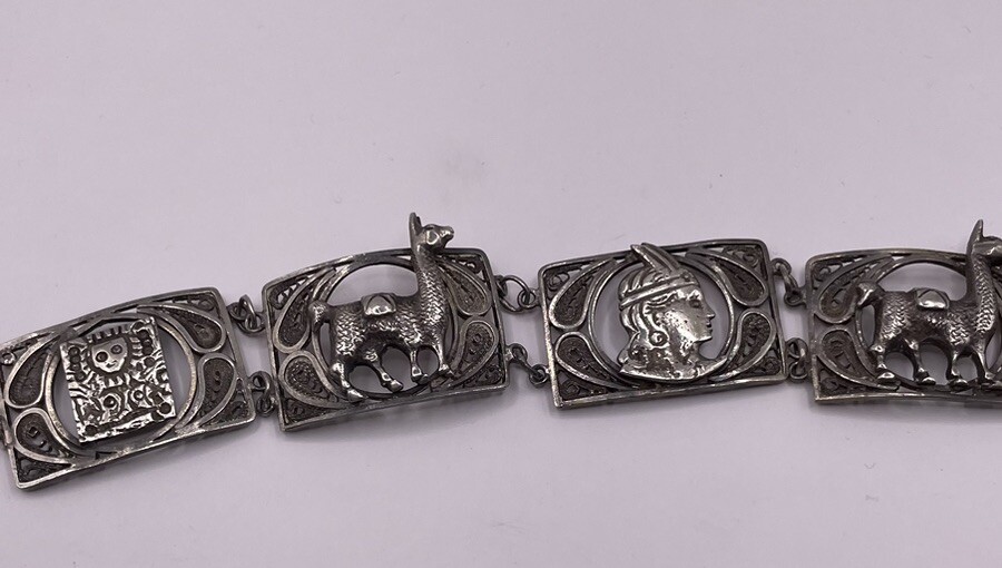 Vintage Sterling Silver Peru Pannel Filigree Bracelet (28.6g) | eBay